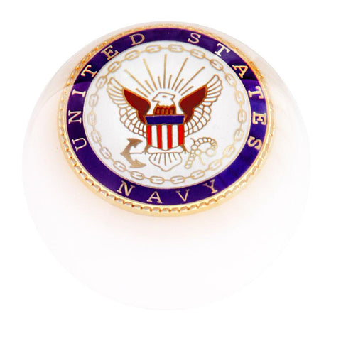 Military U.S. Navy White Round Knob Cane with Custom Color Ash Shaft ...