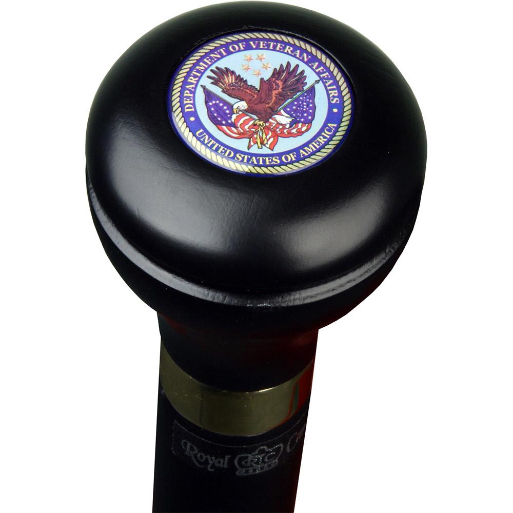 Veterans of War Flask Walking Stick: Wood Shaft Hidden Flask