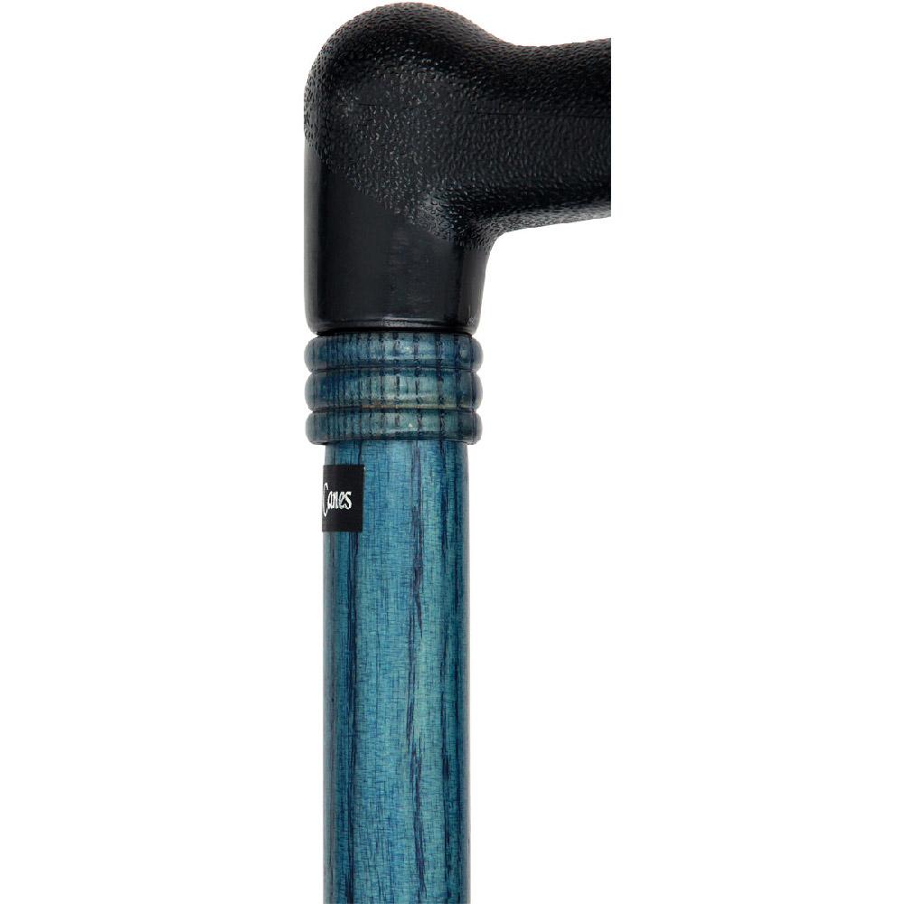 Comfy Denim Blue Palm-Grip Cane: Ash Wood Shaft & Wooden Collar