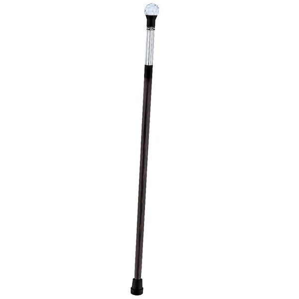 Crystal Ball Handle Stick: Light-Up Lucite, Premium Wenge Wood