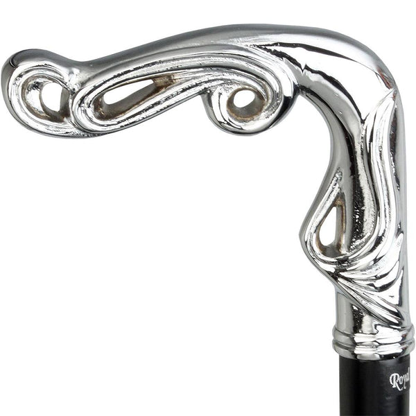 Luxury Silver Vine Design Fritz Cane - Chrome Plated
