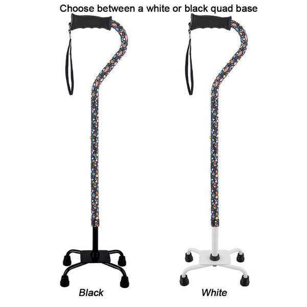 Autumn Leaves Aluminum Convertible Quad Walking Cane with Comfort