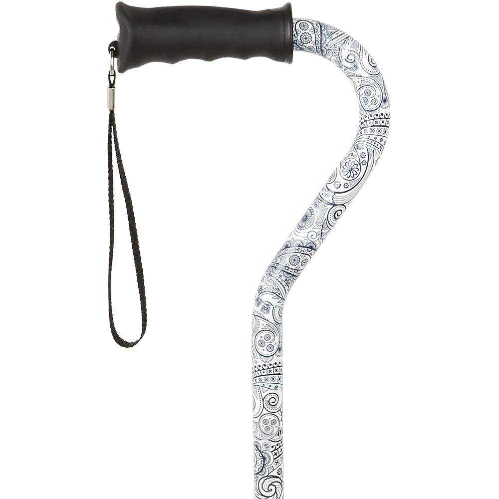 Black and White Convertible Quad Base Walking Cane with Comfort Grip