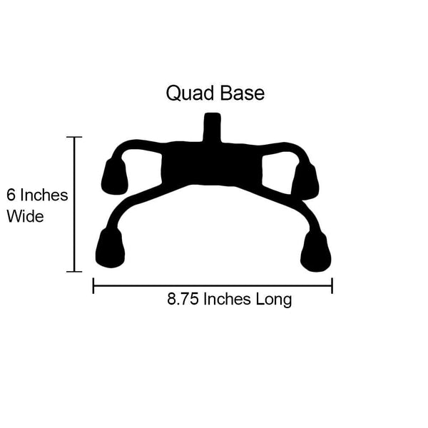 Black and White Convertible Quad Base Walking Cane with Comfort Grip