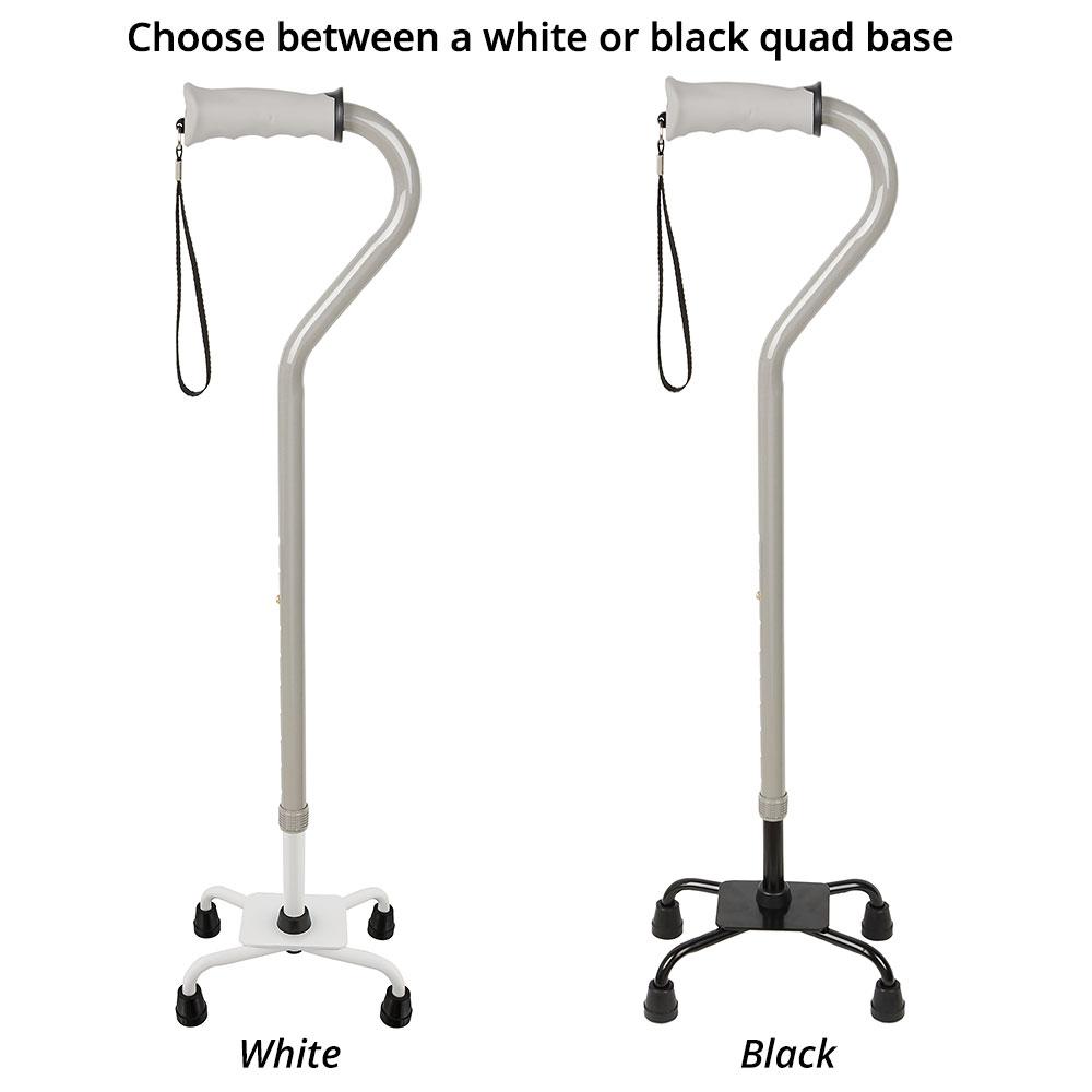 Gray Aluminum Convertible Quad Base Walking Cane - Adjustable