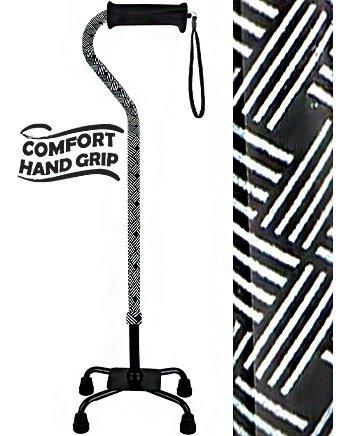 Herringbone Aluminum Convertible Quad Base Walking Cane - Adjustable