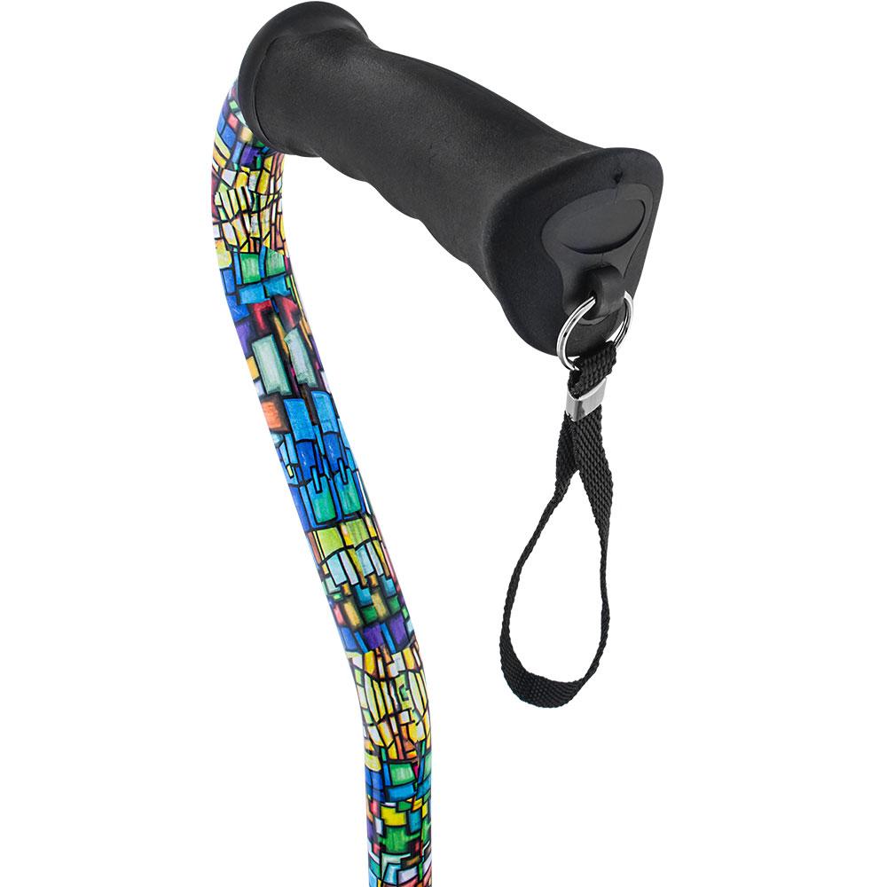 Artistic Mosaic Stained Window Aluminum Convertible Quad Walking Cane