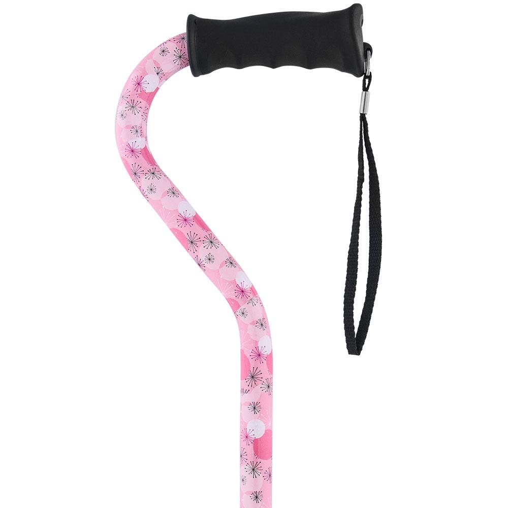 Pretty in Pink Aluminum Convertible Quad Walking Cane with Comfort
