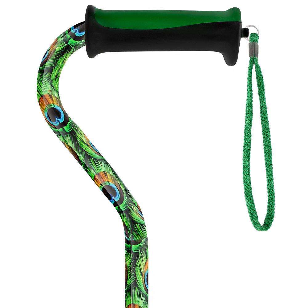 Pretty Peacock Aluminum Convertible Quad Base Walking Cane