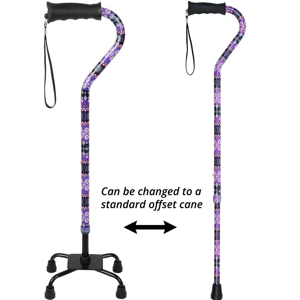 Pretty Purple Aluminum Convertible Quad Base Walking Cane