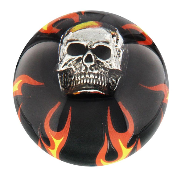 Fire & Brimstone Skull Black Round Knob Cane w/ Custom Color Ash