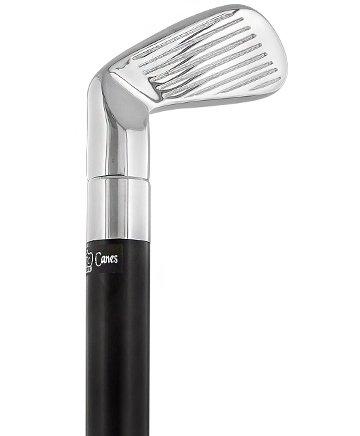 Scratch & Dent Chrome Plated Golf Club Walking Cane with Black