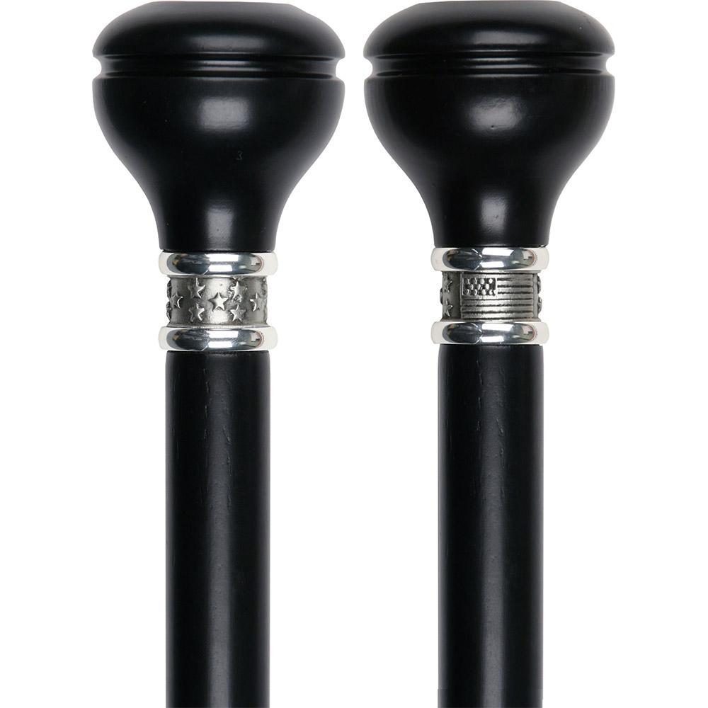 Personalized Engraved Knob Stick: Black Beechwood Shaft