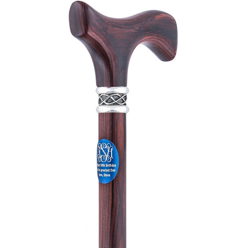 Custom Cane Engraving - Oval Blue Anodized Aluminum