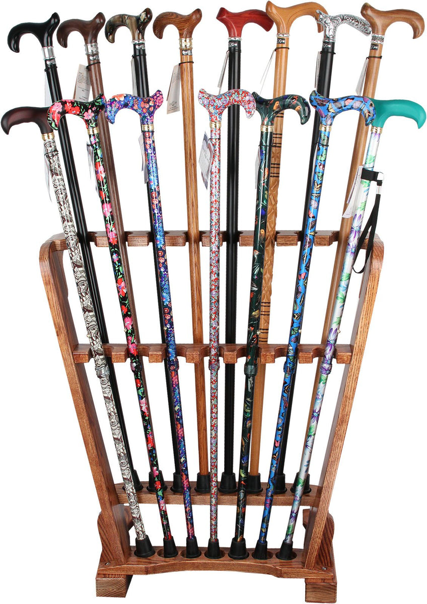 Espresso Ash Wood Cane Stand: Flush Wall Design without Logo