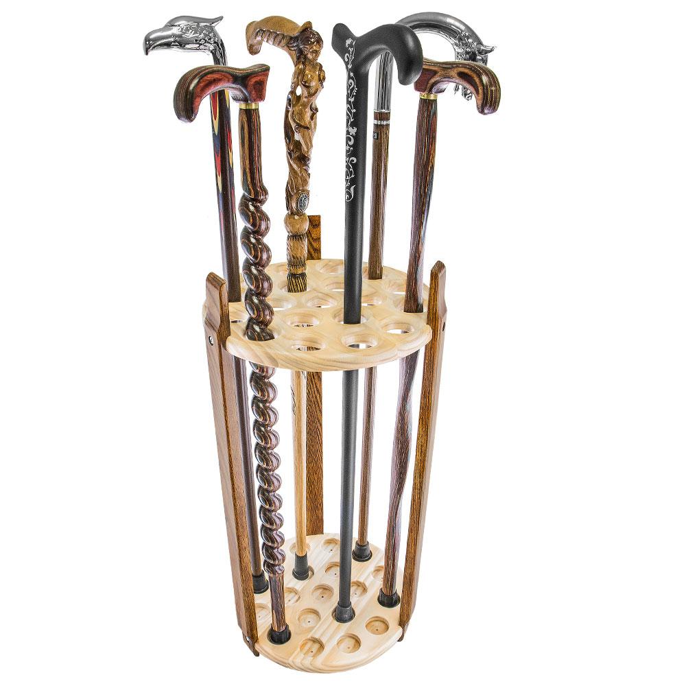 Contemporary Cane Stand: Espresso Stained Ash & Pine, Round Design