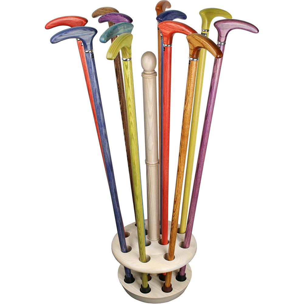 Unique Design Floor Cane Stand: Showcases Handles, Ash Wood