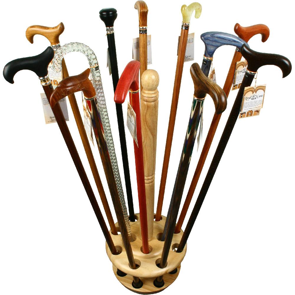 Floor Cane Stand - Pine Wood