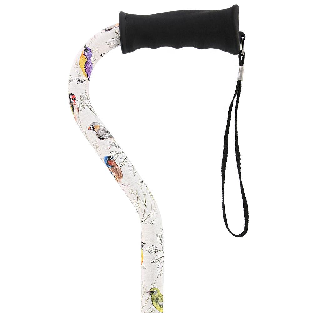 Watercolor Bird Convertible Quad Base Walking Cane with Comfort Grip