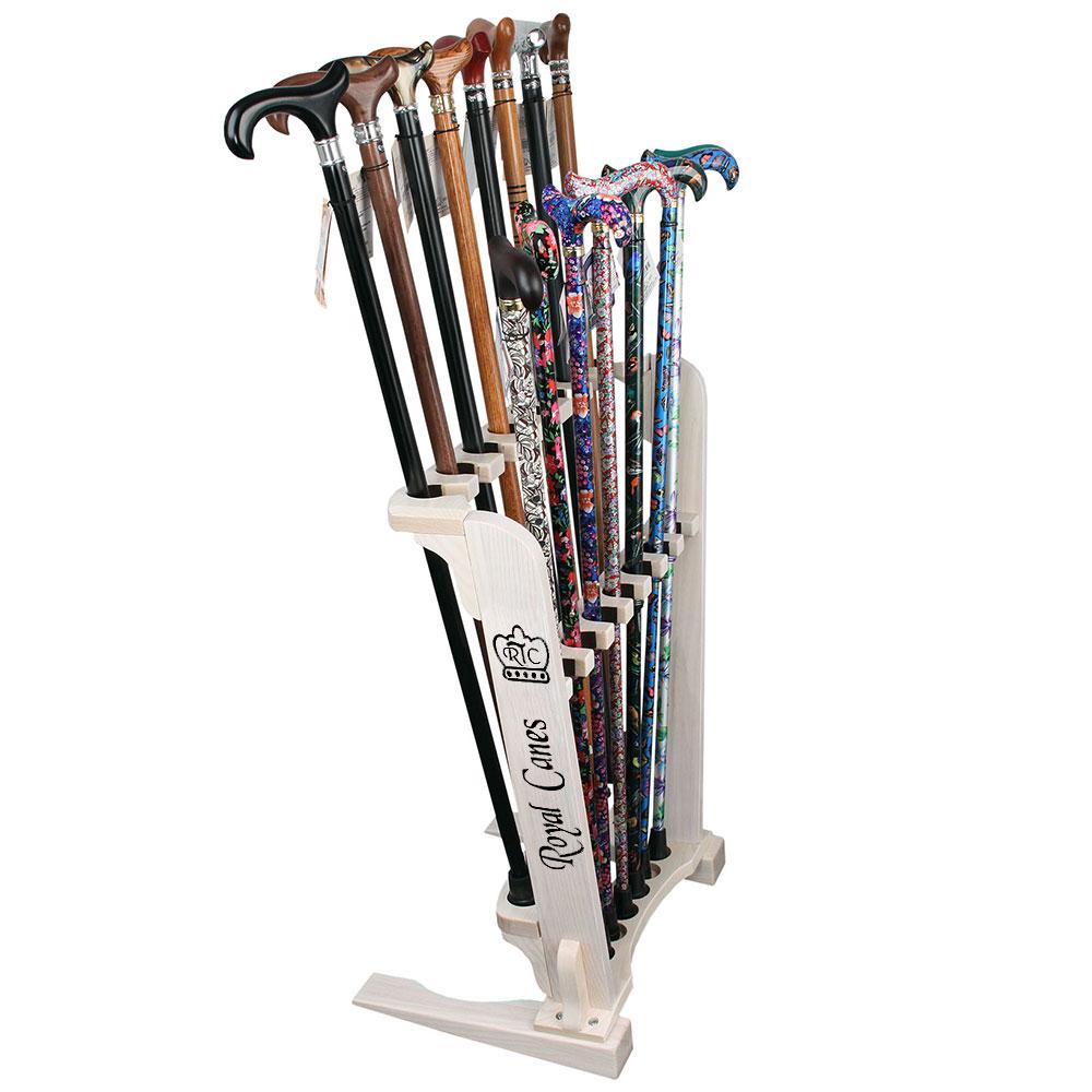 White Ash Wood Cane Stand: Flush Wall Design with Logo