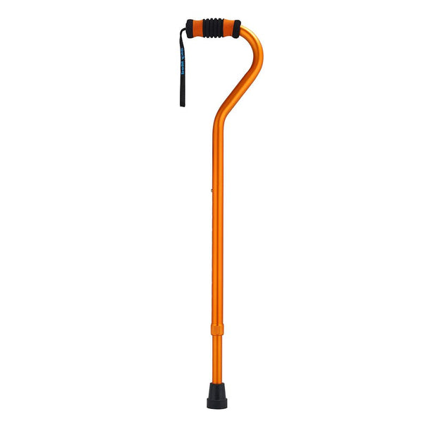 Orange Adjustable Offset Walking Cane w/ Color matching Grip