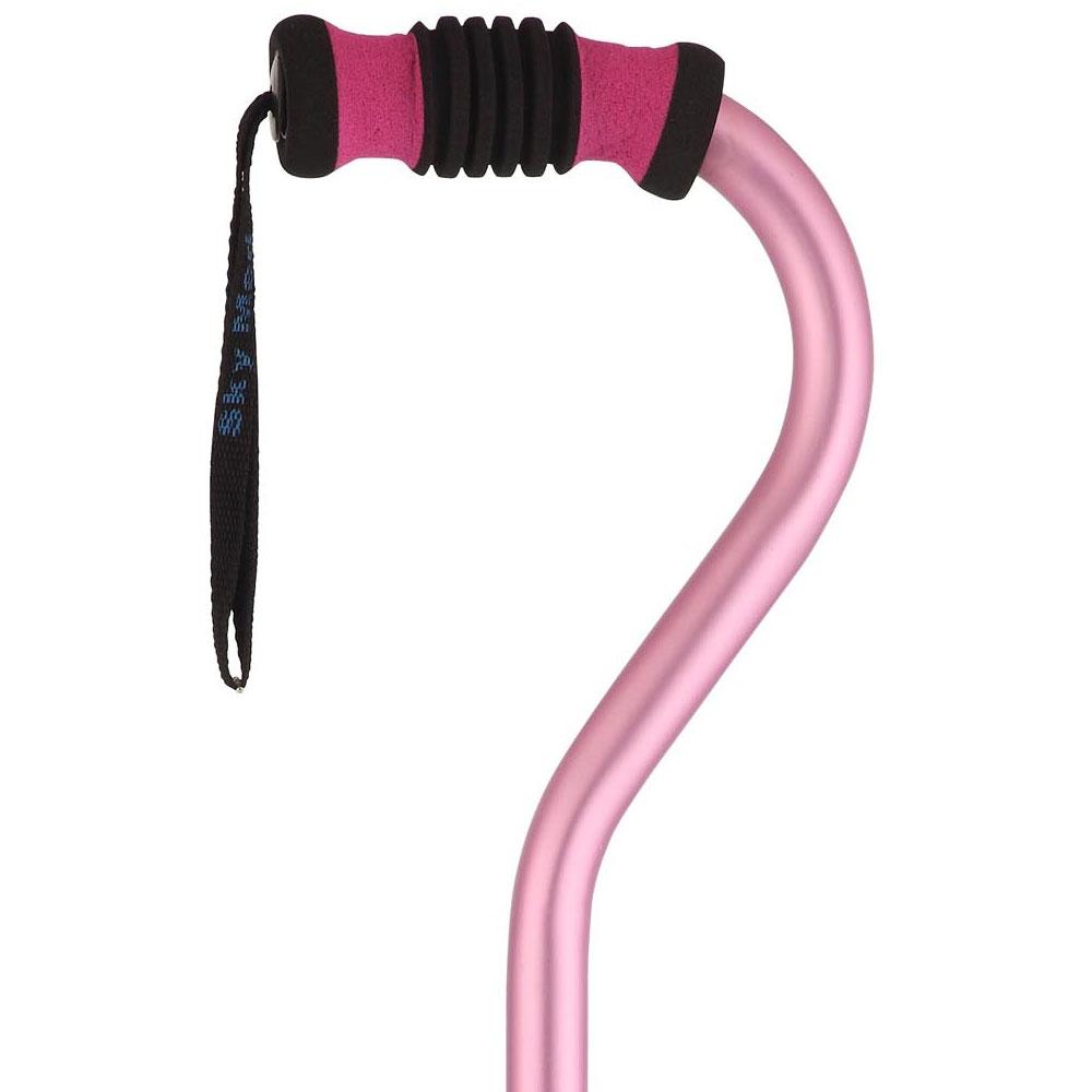 Pink Adjustable Offset Cane with Matching Grip