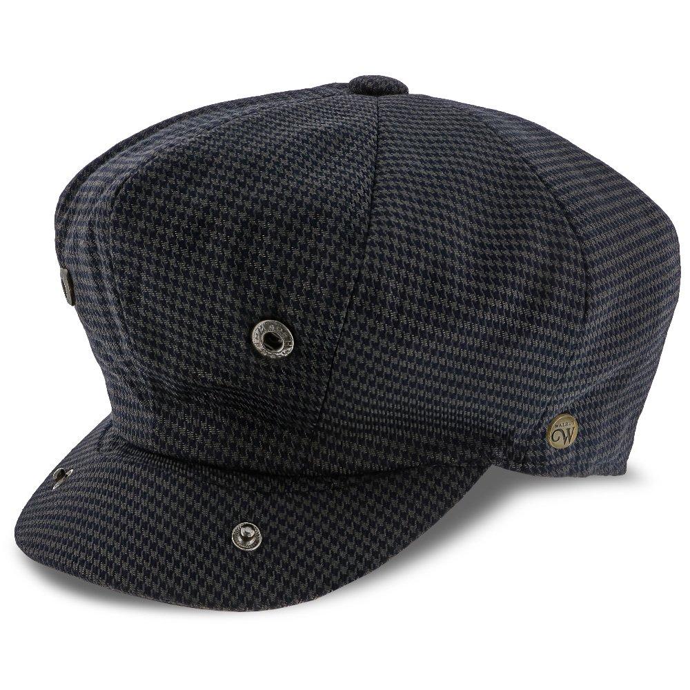 Oxford - Walrus Hats Navy/Green Houndstooth Polyester 8 Panel Newsboy